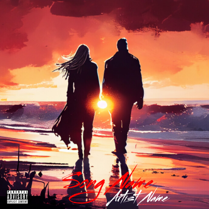 Copy of Red Couple Love Digital Art Song Cover Album | PosterMyWall