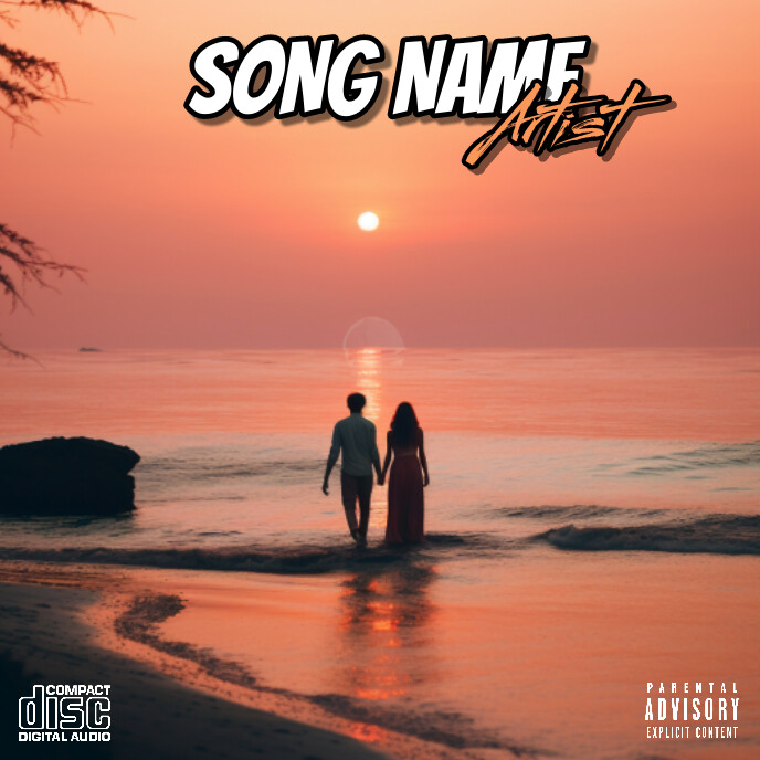 Modèle Red Couple Love Sunset Song Cover Album Cov | PosterMyWall