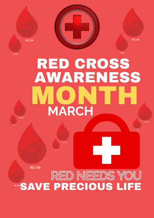 Modèle Red Cross awareness month A4 template | PosterMyWall