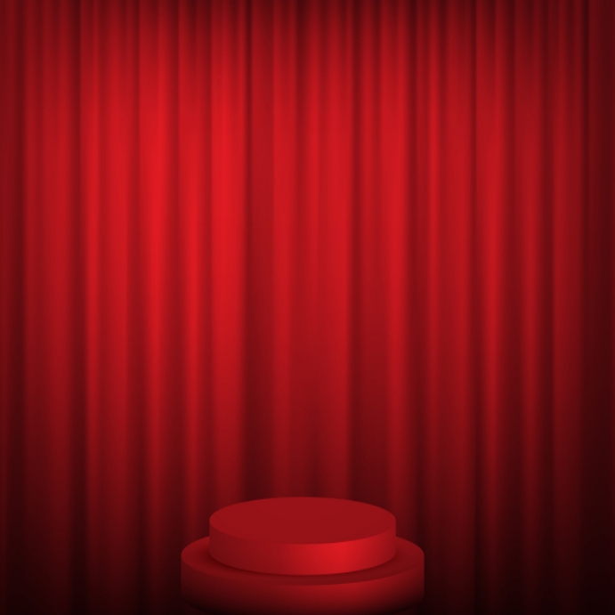 Copy of Red curtain with podium background design | PosterMyWall