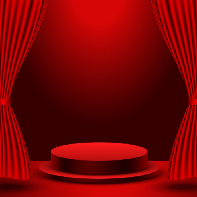 Copy of Red curtain with podium background design | PosterMyWall