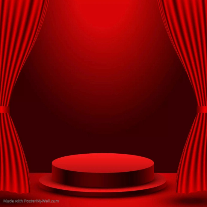 Copy of Red curtain with podium background design | PosterMyWall