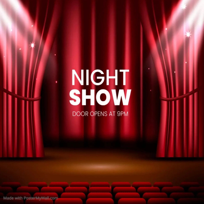 Copy of Red curtain with rays of ligt design flyer | PosterMyWall