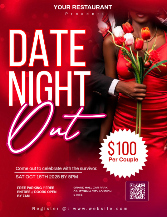 Plantilla de Red Date Night Event Flyer | PosterMyWall