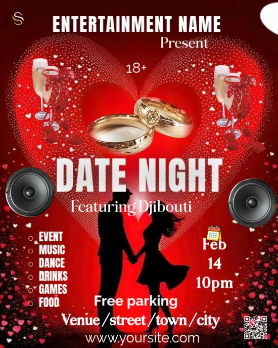Red Date Night Event Instagram Portrait Template | PosterMyWall