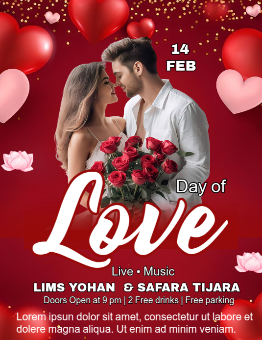 Red Day Of Love Flyer (us Letter) Template | PosterMyWall