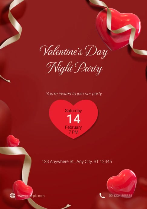 Red Decoration Valentine's Party Invitation Template | PosterMyWall