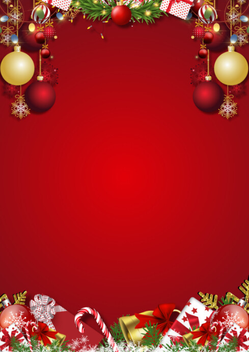 Copy of Red decorative Christmas floral card | PosterMyWall