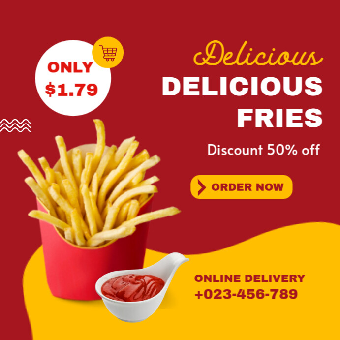 Red Delicious Fries Instagram Post Template | PosterMyWall