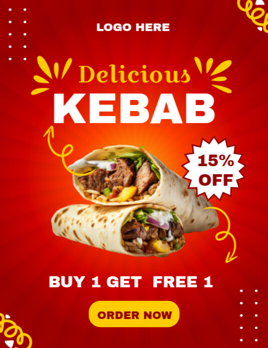 Red Delicious Kebab Flyer (us Letter) Template | PosterMyWall