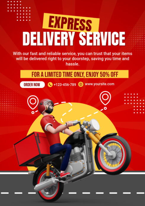 Copy of Red Delivery Service A2 | PosterMyWall