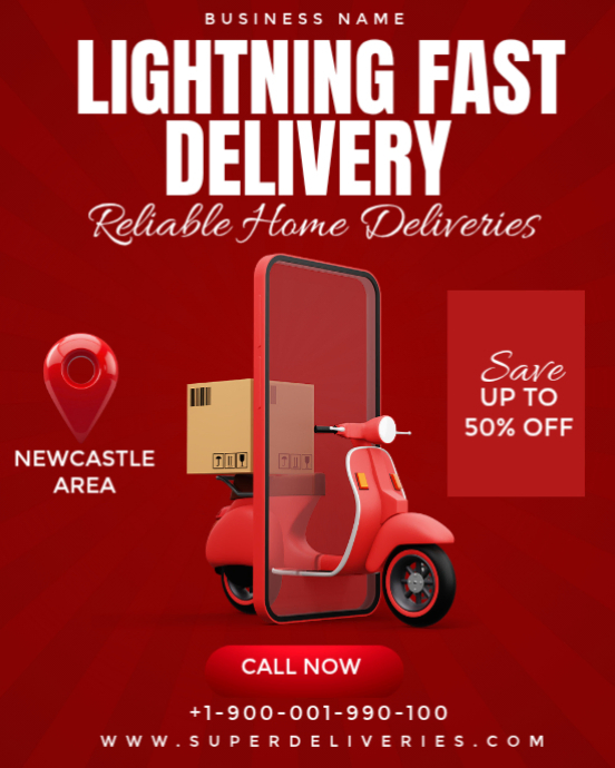 Red Delivery Service Promotion Instagram Portrait Template | PosterMyWall