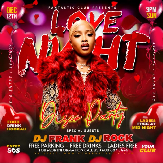 Red Disco Party Square Video Template | PosterMyWall