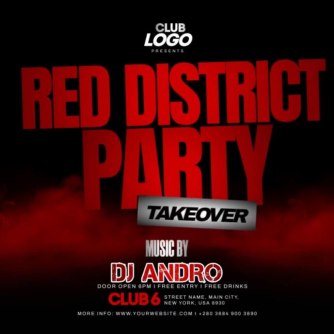 Red District Party Ads Template | PosterMyWall
