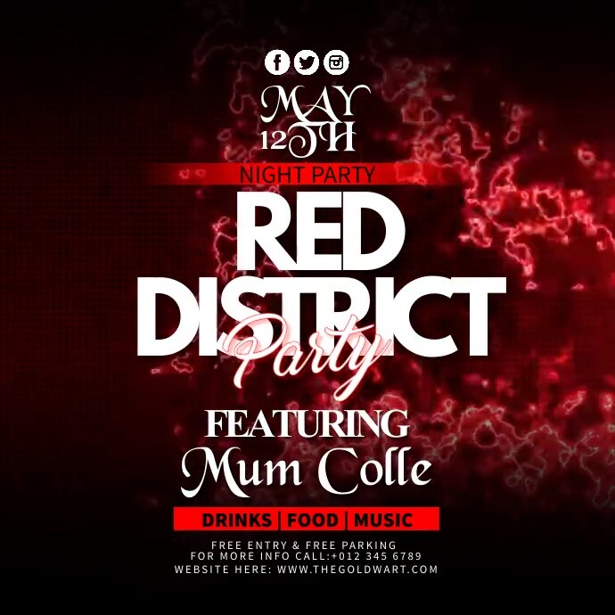 Red District Party Template | PosterMyWall