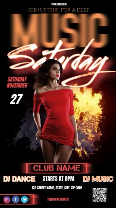 Red Dress Party Invitation night ad template | PosterMyWall