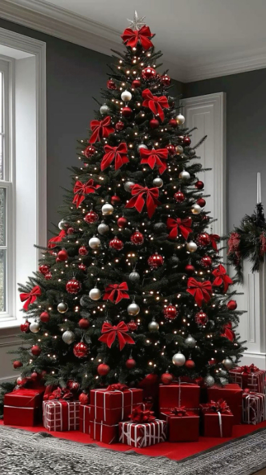 Red Elegance Christmas tree 🌲 Template | PosterMyWall