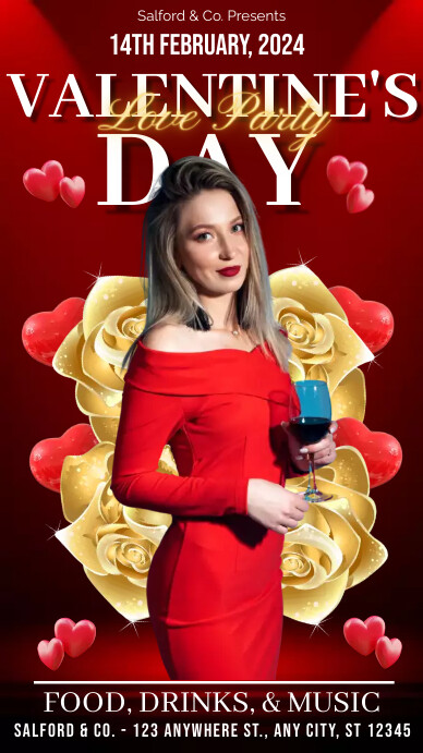 Red Elegant Luxury Valentines Day Party Story Template | PosterMyWall