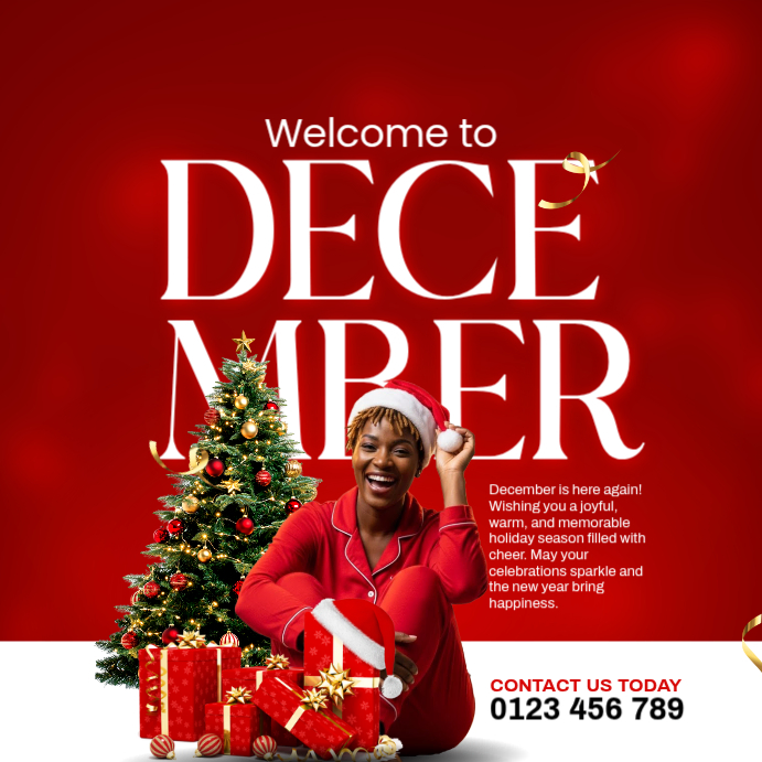 Plantilla de Red Elegant Welcome To December Christmas Holiday ...