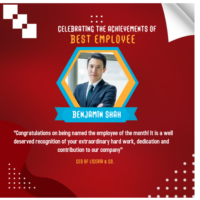 Red Employee Recognition Instagram Post Template | PosterMyWall