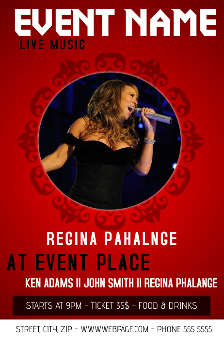 red event concert band flyer template | PosterMyWall