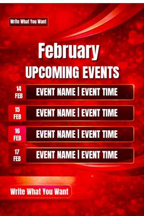 Red Event Schedule Poster Template | PosterMyWall