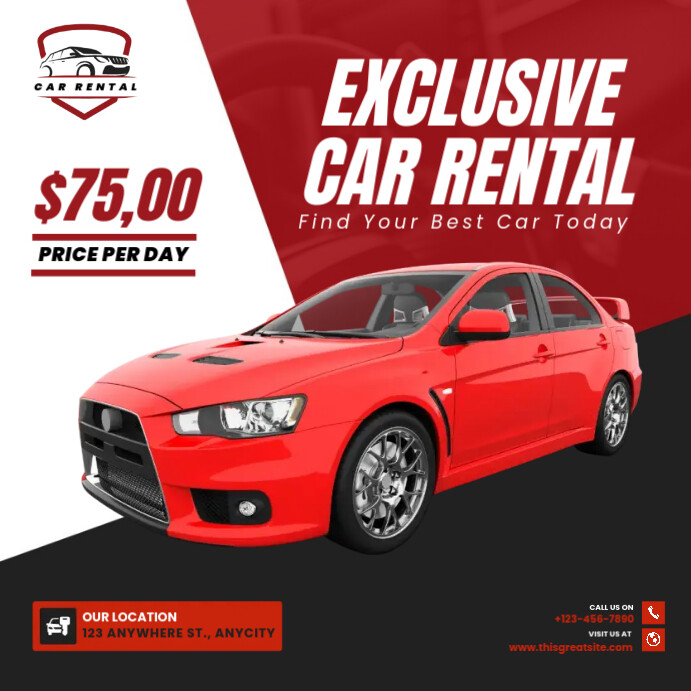 Red exclusive car rental Template | PosterMyWall