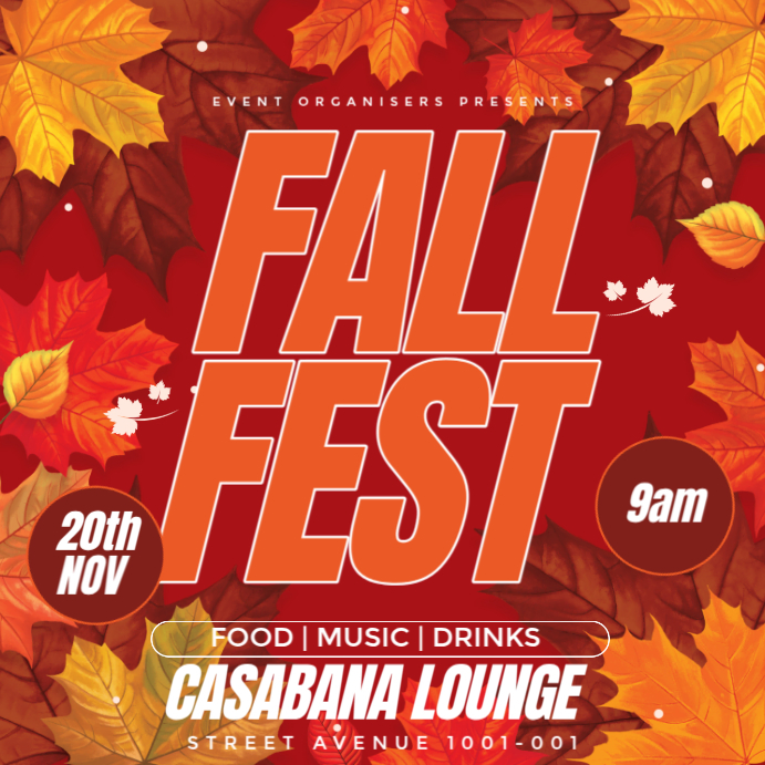 Red Fall Fest Instagram Post Template | PosterMyWall