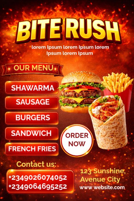 Red Fast Food Menu Poster Template | PosterMyWall