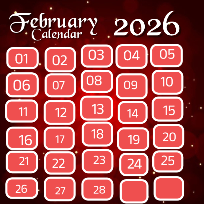 Red February 2026 Calendar Instagram Post Template | PosterMyWall