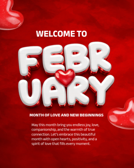 Red February Celebration Instagram Portrait Template | PosterMyWall