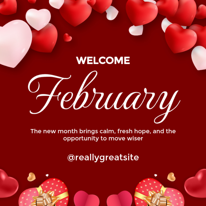Red February Welcome Instagram Post 2026 Template | PosterMyWall