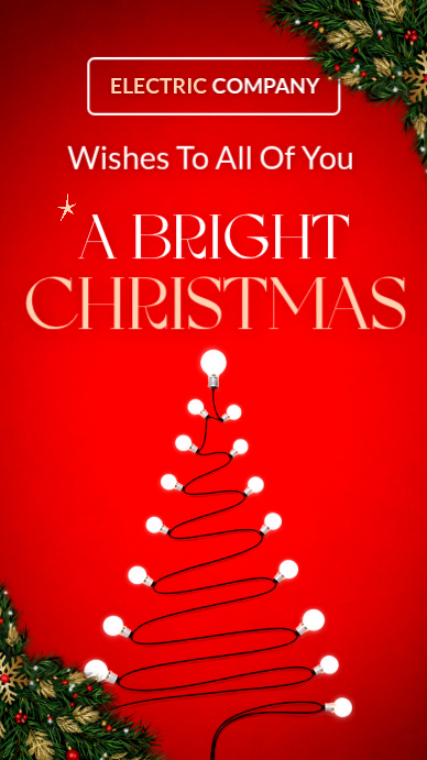 red festive modern minimal Christmas for Electricians - Bright ...