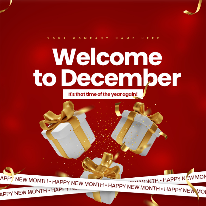 Plantilla de Red Festive Welcome To December Instagram Post Instagram ...