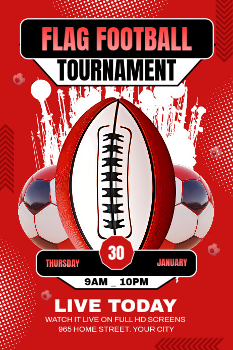 Copy of Red Flag Football Design Poster | PosterMyWall