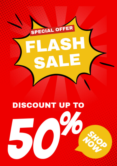 Red Flash Sale A4 Template | PosterMyWall