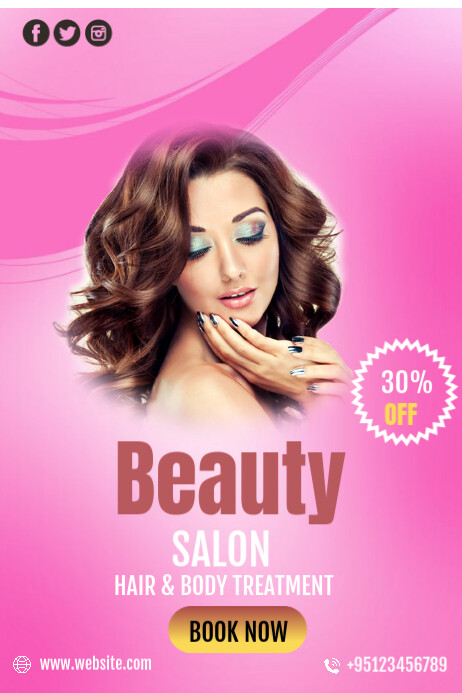 Red Floral Beauty Salon Poster Template | PosterMyWall