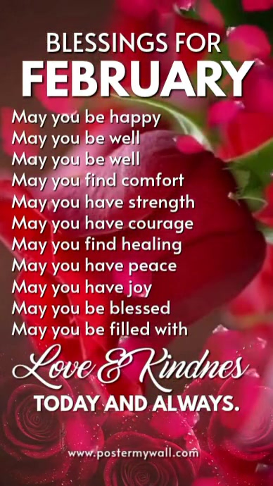 Copy of Red Floral Blessings For February - February Wishes And ...