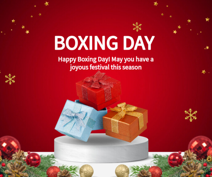 Copy of Red Floral Boxing Day Design Large Rectangle | PosterMyWall