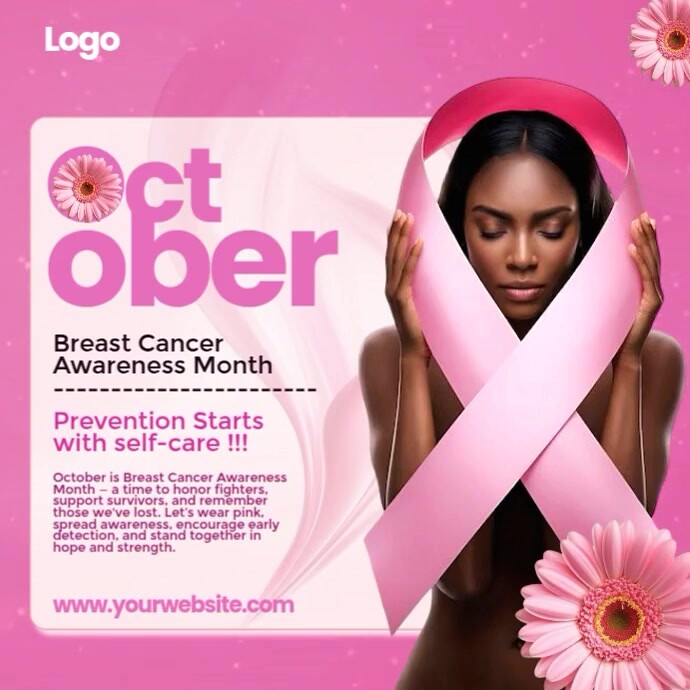 Red Floral Breast Cancer Awareness Month Poster Instagram Post Template ...