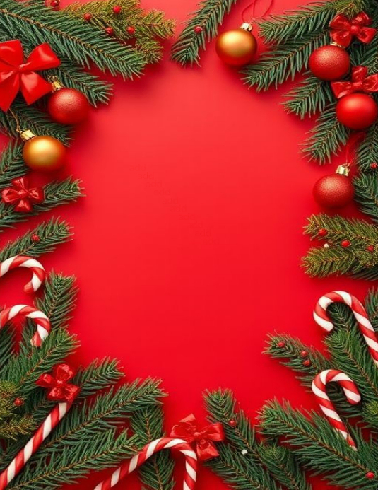 Red Floral Christmas Border Frame Flyer (us Letter) Template | PosterMyWall