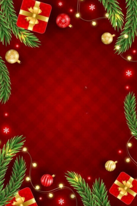 Red Floral Christmas Card Template Poster | PosterMyWall