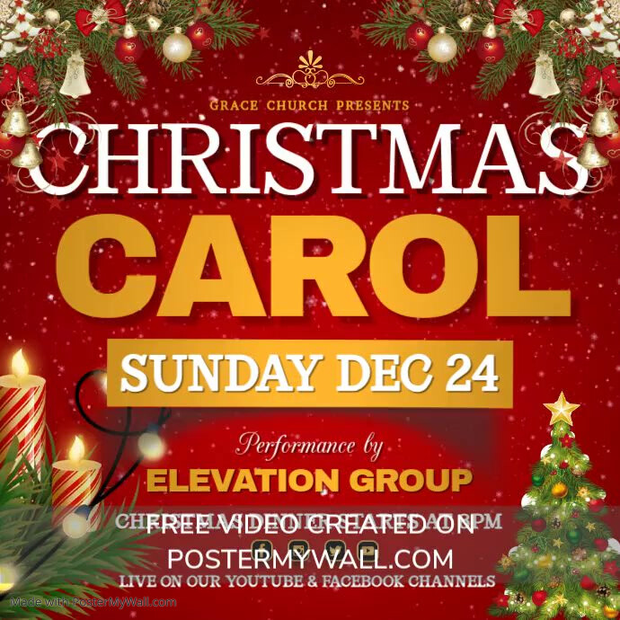 Red Floral Christmas Carol Square (1:1) Template | PosterMyWall