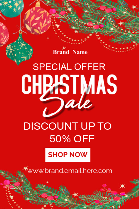 Copy of Red Floral Christmas Discount Poster | PosterMyWall