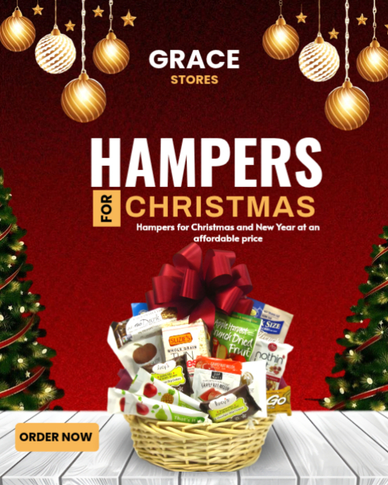 Red Floral Christmas Hamper Flyer Design Instagram Portrait Template ...