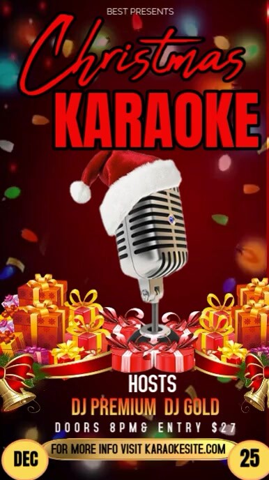 Red Floral Christmas Karaoke Party Event Night Template Instagram Story ...