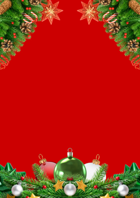Copy of Red Floral Classy Christmas Background A4 | PosterMyWall