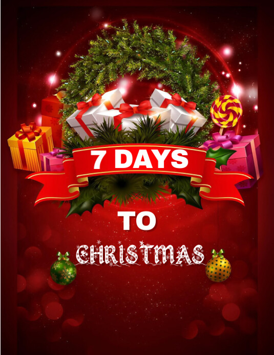 Red Floral Count Down To Christmas Flyer (us Letter) Template ...