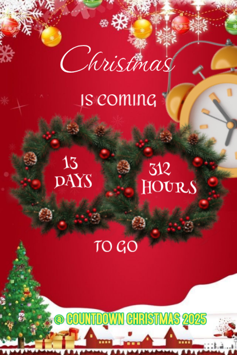 Red Floral Countdown To Christmas Joy Poster Template | PosterMyWall