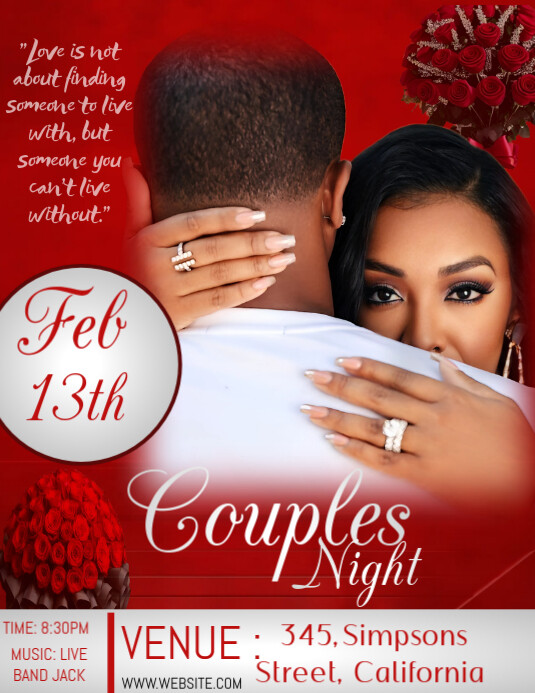 Copy of Red Floral Couples Night Flyer Templates Flyer (us Letter ...